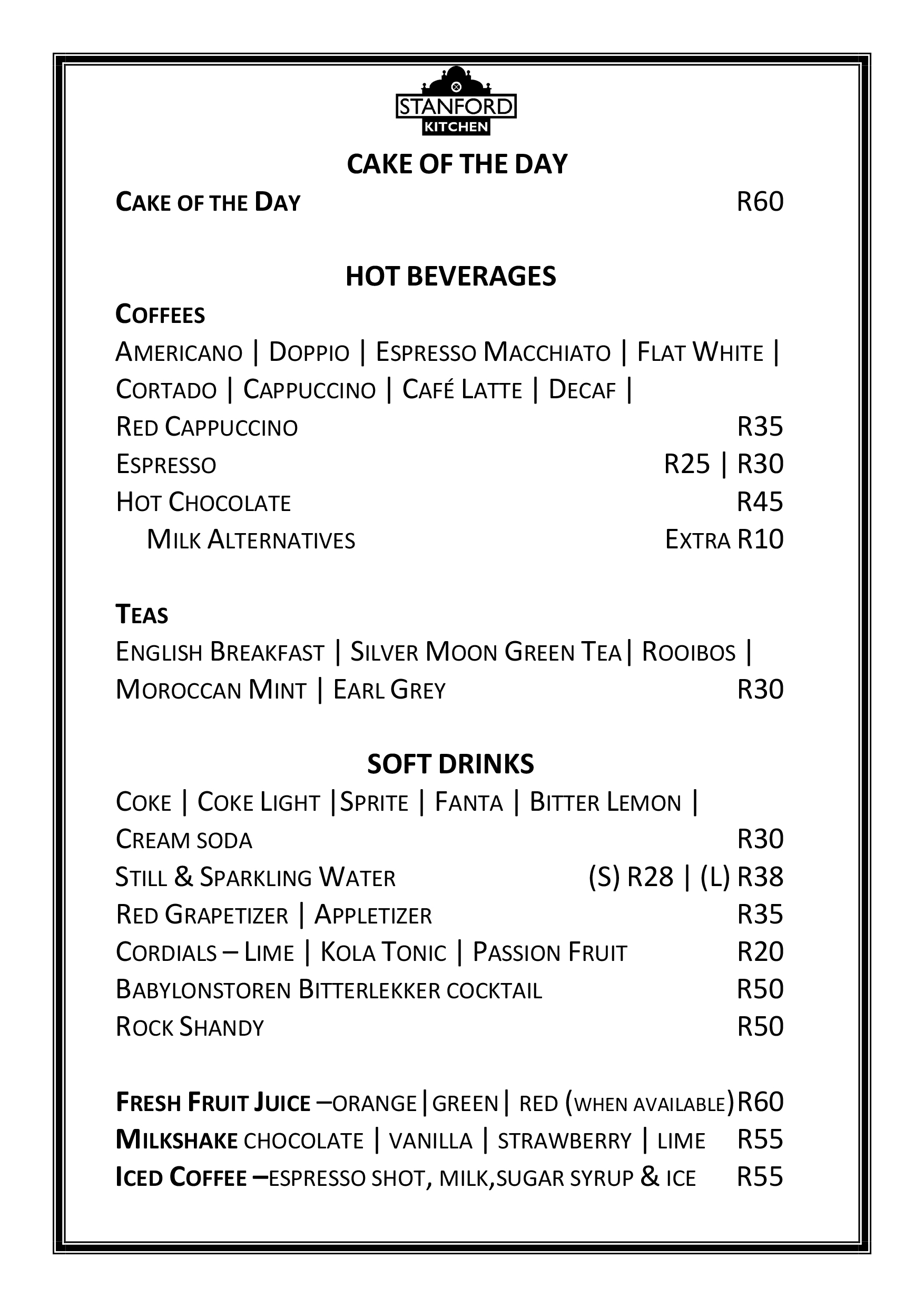 Menu - Stanford Kitchen