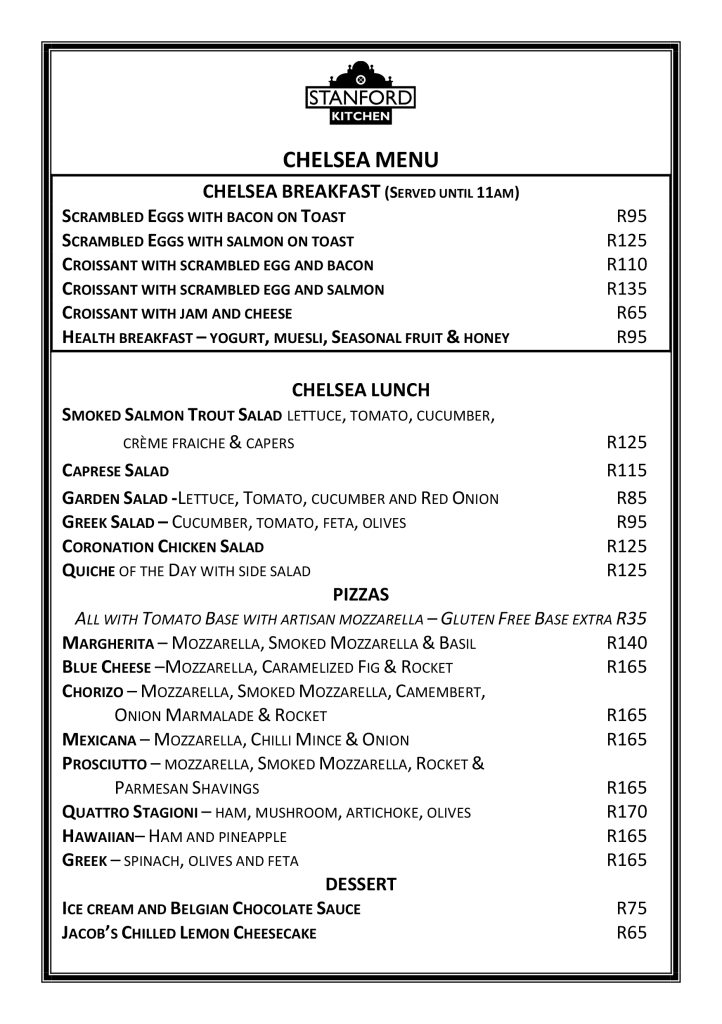 Menu - Stanford Kitchen