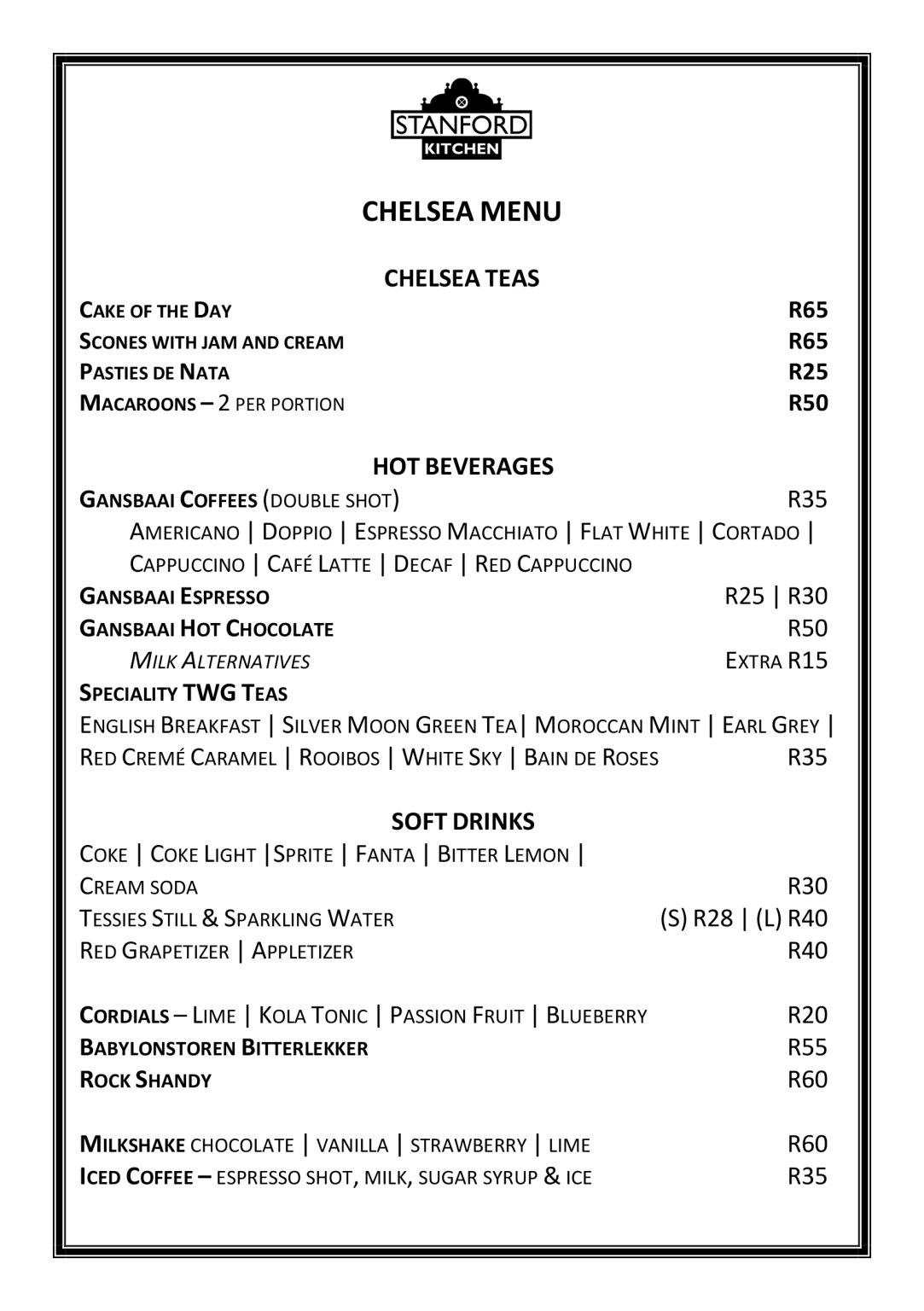 Menu - Stanford Kitchen