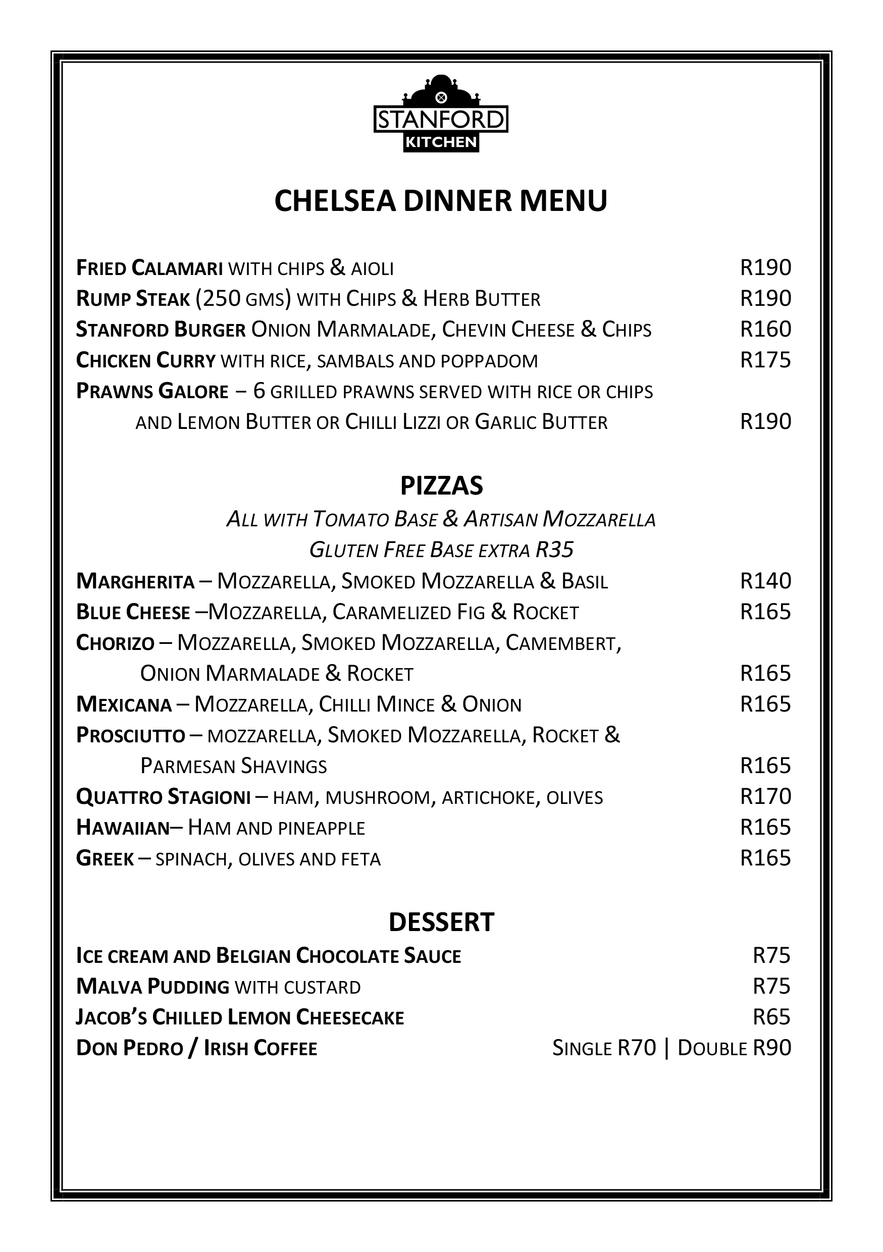 Menu - Stanford Kitchen