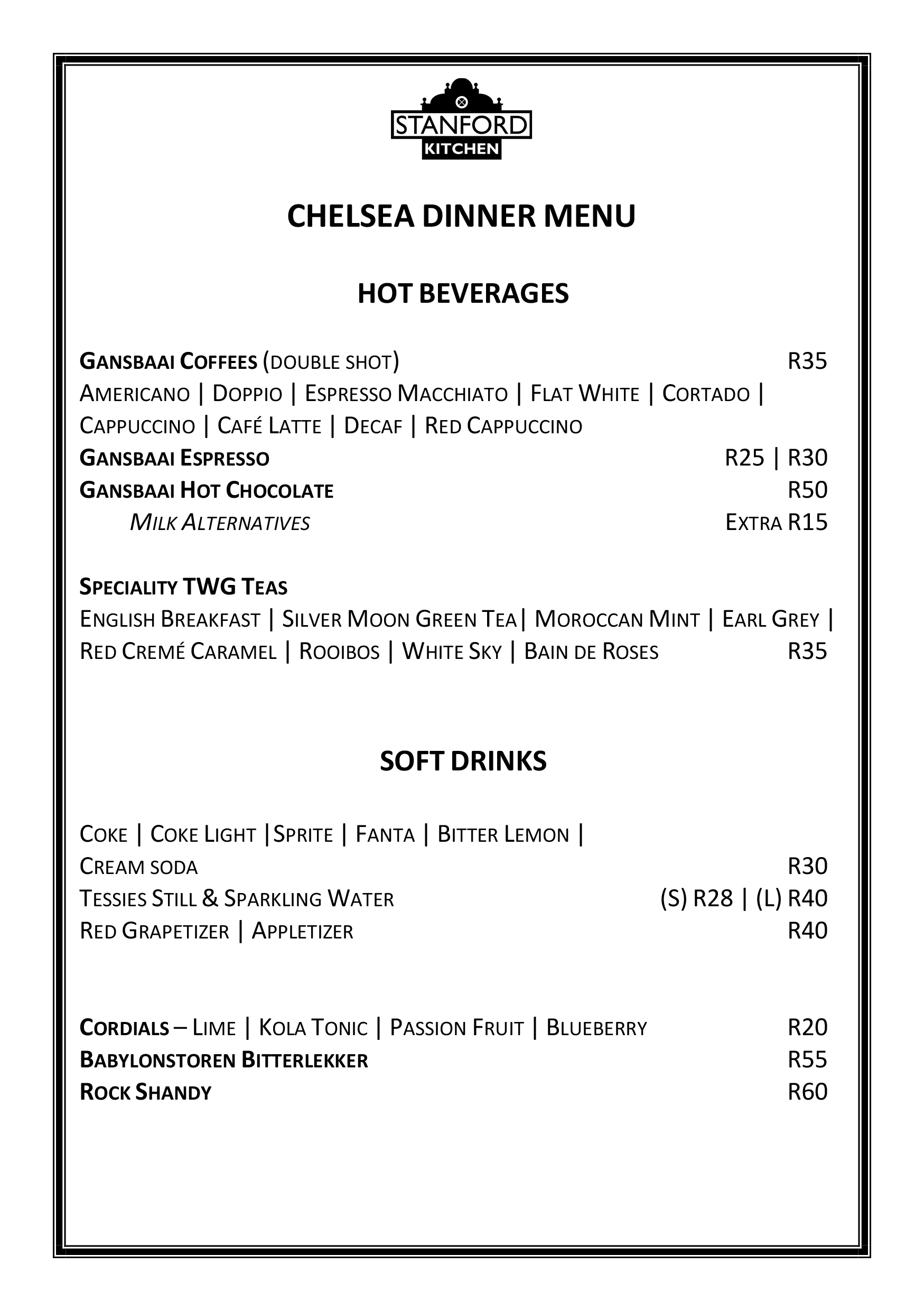 Menu - Stanford Kitchen